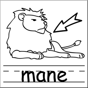 Clip Art: Basic Words: Mane B&W Labeled – Abcteach