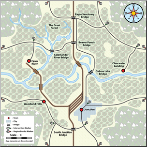 Clip Art: Generic Map 03 Color Labeled – Abcteach