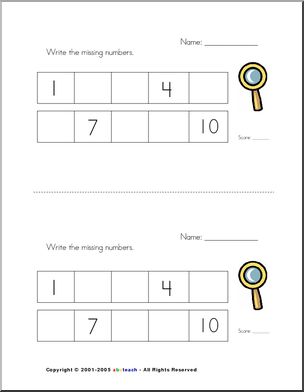 Missing Number Counting – Abcteach