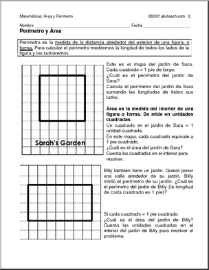 Spanish: PerÃŒmetro y Area (elementaria/secundaria) – Abcteach