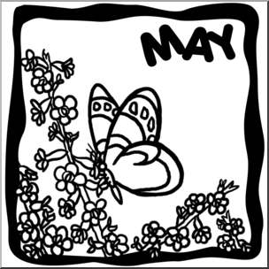 Clip Art: Month Graphic: May B&W – Abcteach