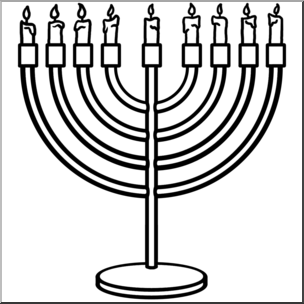 Clip Art: Hanukkah: Menorah B&W – Abcteach