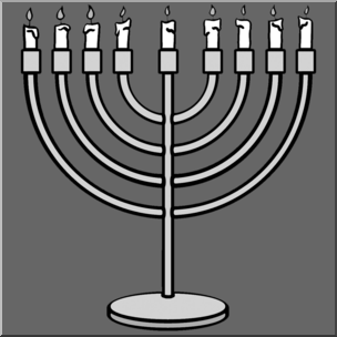 Clip Art: Hanukkah: Menorah Grayscale – Abcteach
