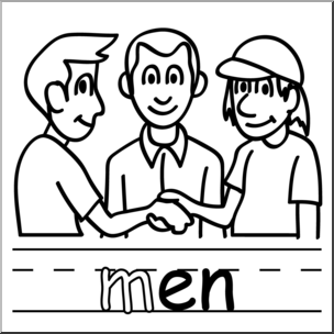 Clip Art: Basic Words: -en Phonics: Men B&W – Abcteach