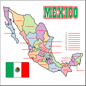 Clip Art: Mexico Map B&W Blank – Abcteach