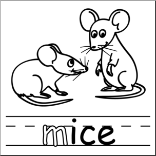 Clip Art: Basic Words: -ice Phonics: Mice B&W – Abcteach