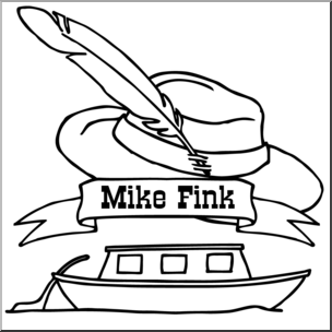 Clip Art: US Folklore: Mike Fink B&W – Abcteach