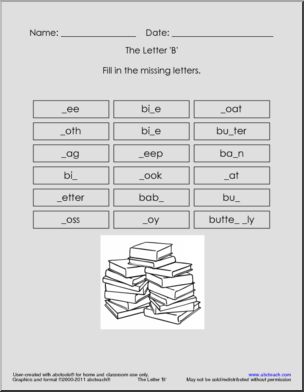Vocabulary: Abctools: The Letter ‘B’ (elem) – Abcteach