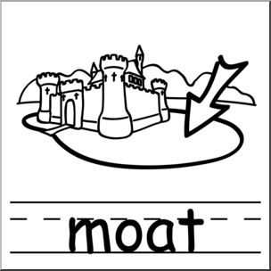 Clip Art: Basic Words: Moat B&W Labeled – Abcteach
