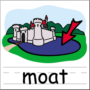 Clip Art: Basic Words: Moat Color Labeled – Abcteach