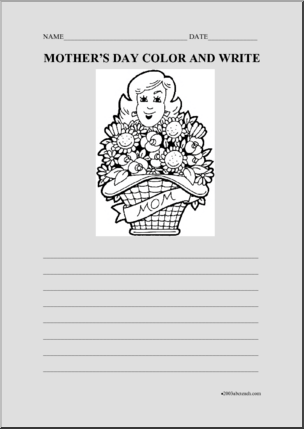 Mother’s Day Color and Write – Abcteach