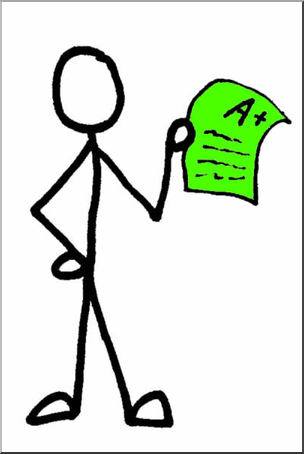 Clip Art: Stick Guy A+ Paper Color – Abcteach