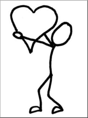 Clip Art: Stick Guy Heart B&W – Abcteach