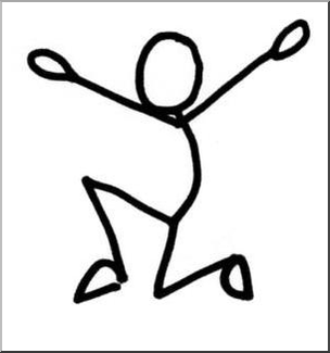 Clip Art: Stick Guy Jumping B&W – Abcteach