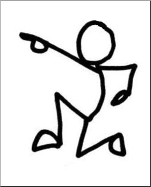 Clip Art: Stick Guy Charge B&W – Abcteach
