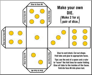 Clip Art: Make Your Own Dice 1 Color 4 – Abcteach