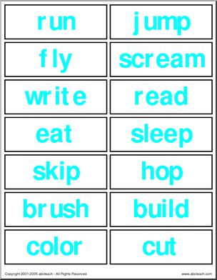 Word Wall: Verbs (pre-k/primary) – Abcteach