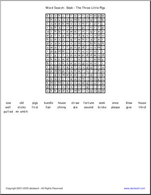 Book – The Three Little Pigs Word Search – Abcteach