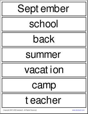 Word Wall: August/September Words – Abcteach