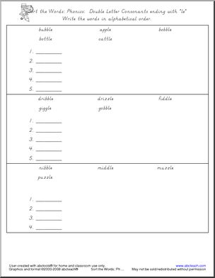 Ending Consonant Sounds: Match – Letter K – Abcteach