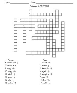 ADVERBS Crossword – Abcteach