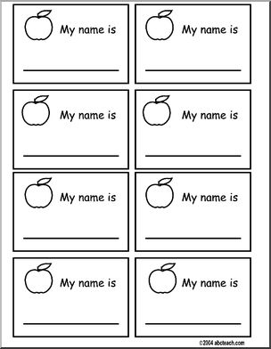 Name Tags: Apple theme (blackline) – Abcteach