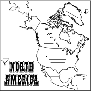 Clip Art: North America Map B&W Unlabeled – Abcteach
