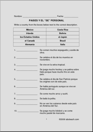 Spanish: El “Se” Impersonal (secundaria) – Abcteach