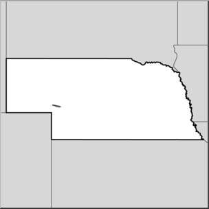 Clip Art: US State Maps: Nebraska Grayscale – Abcteach