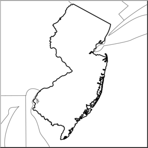 Clip Art: US State Maps: New Jersey B&W – Abcteach
