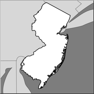 Clip Art: US State Maps: New Jersey Grayscale – Abcteach