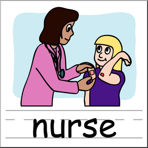 Clip Art: Basic Words: Nurse Color Labeled – Abcteach