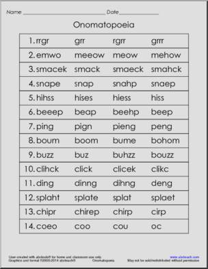 Onomatopoeia Words Circle & Spell – Abcteach