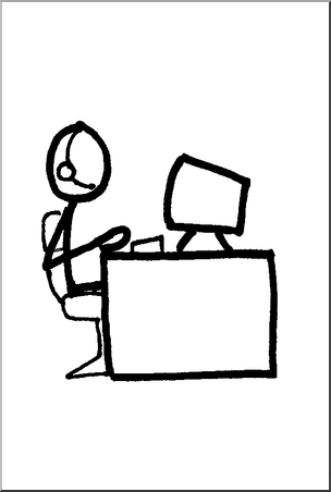 Clip Art: Stick Guy Operator B&W – Abcteach