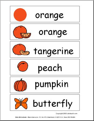 Word Wall: The Color Orange (pictures) – Abcteach