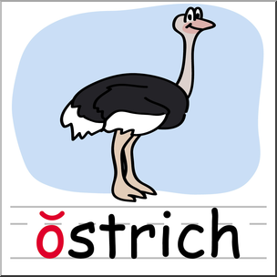 Clip Art: Basic Words: “O” Short Sound Phonics: Ostrich Color – Abcteach