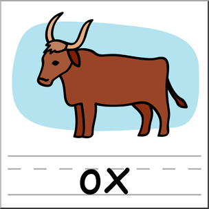 Clip Art: Basic Words: Ox Color Labeled – Abcteach