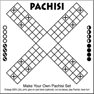 Clip Art: Make Your Own Pachisi Set B&W – Abcteach