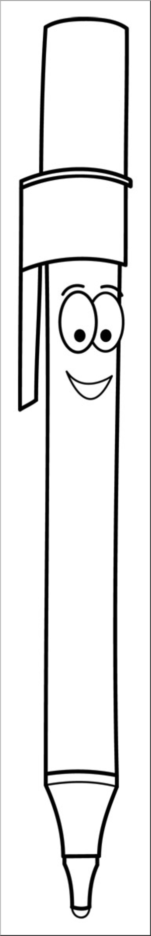 Clip Art: Cute Pen 1 B&W – Abcteach