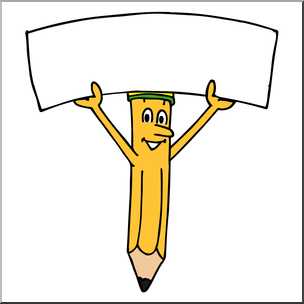 Clip Art: Cartoon Pencil w/ Blank Sign Color – Abcteach