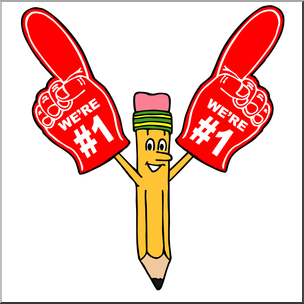 Clip Art: Cartoon Pencil w/ Binoculars Color – Abcteach