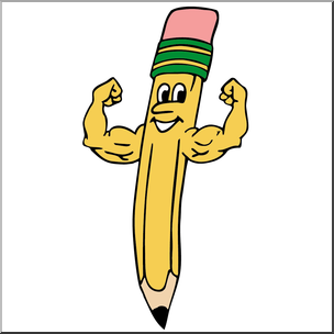 Clip Art: Cartoon Pencil w/ Big Foam Hand Pointing Left B&W – Abcteach