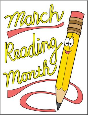 Clip Art: Cute Pencil Reading Month Color 2 – Abcteach