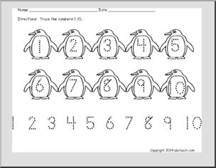 Math: Penguin Unit – Counting with Numbers 1-10 – Abcteach