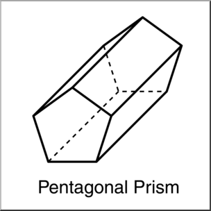Clip Art: 3D Solids: Pentagonal Prism B&W Labeled – Abcteach