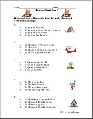 French: Phrases illustrÃˆes 1 – Abcteach