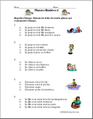 French Picture Sentences – Page 2 – Abcteach