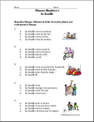 French: Phrases illustrÃˆes -La famille – Abcteach