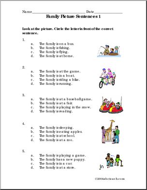 Picture Sentences – 4 (primary) Worksheet – Abcteach