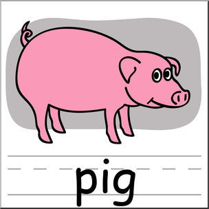 Clip Art: Basic Words: Pig Color Labeled – Abcteach